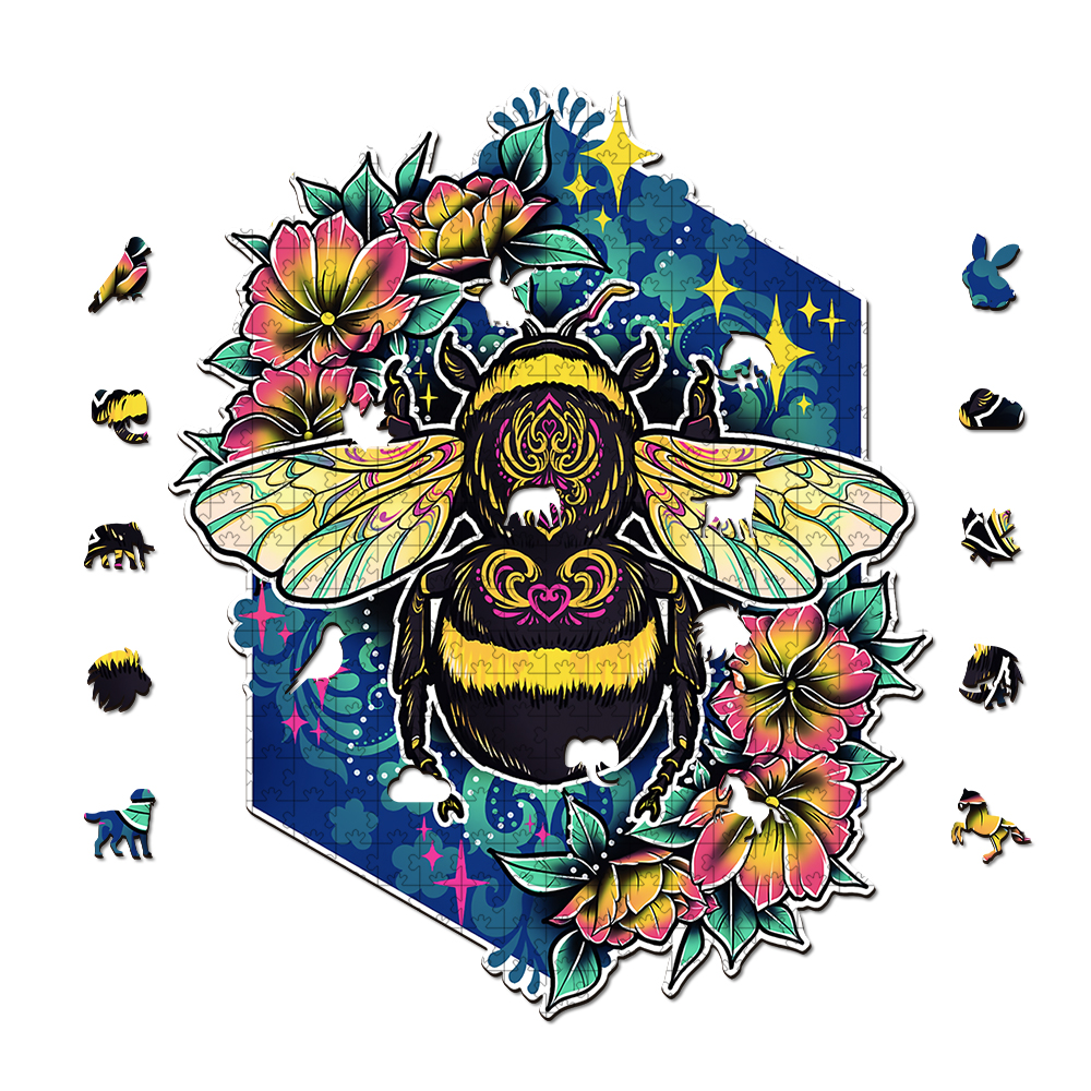 Flower Bee Wooden Jigsaw Puzzle for adults Kids Premium Animal Shaped ...