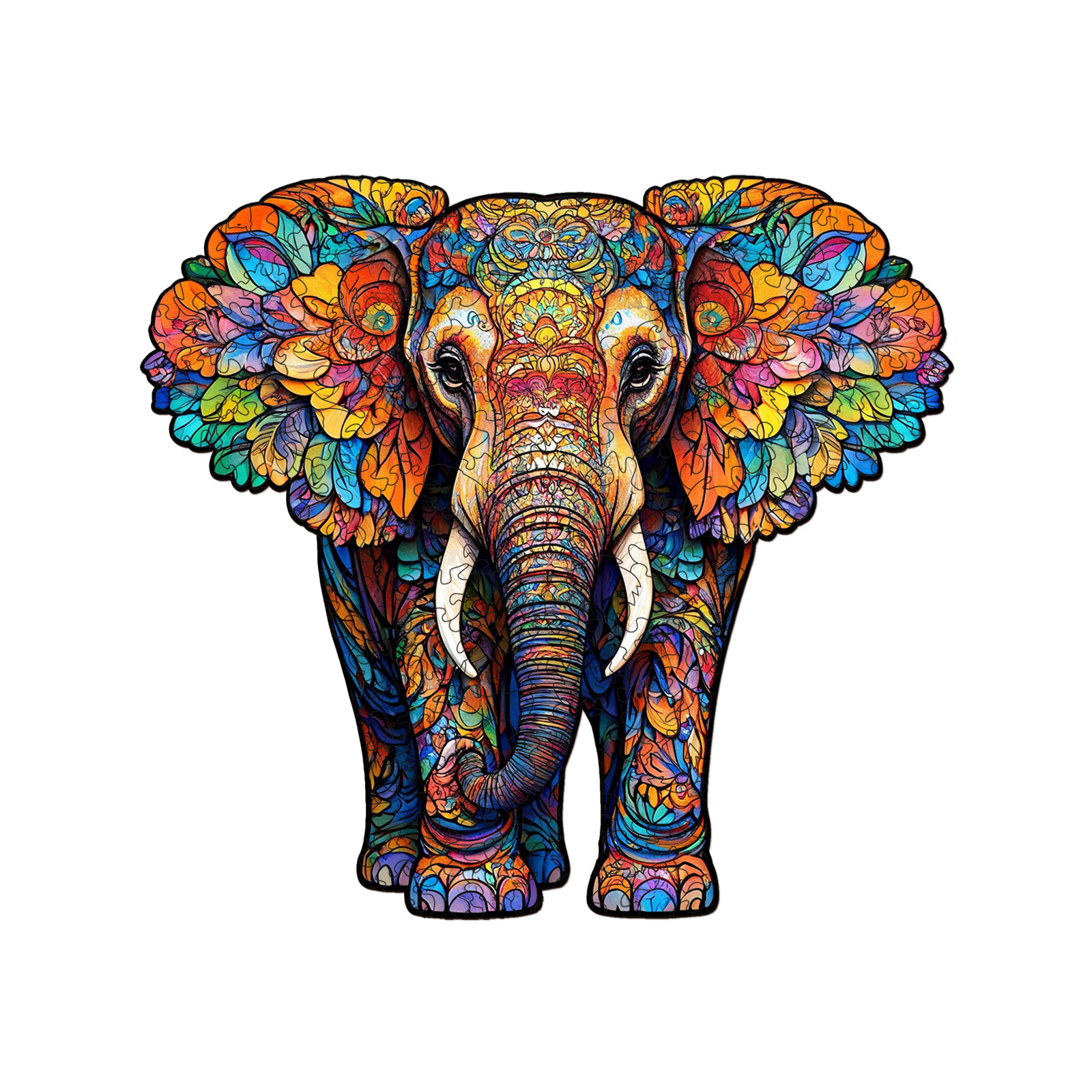 Elephant 3D Vision Wooden Jigsaw Puzzle for Adults Kids Unique Shaped ...