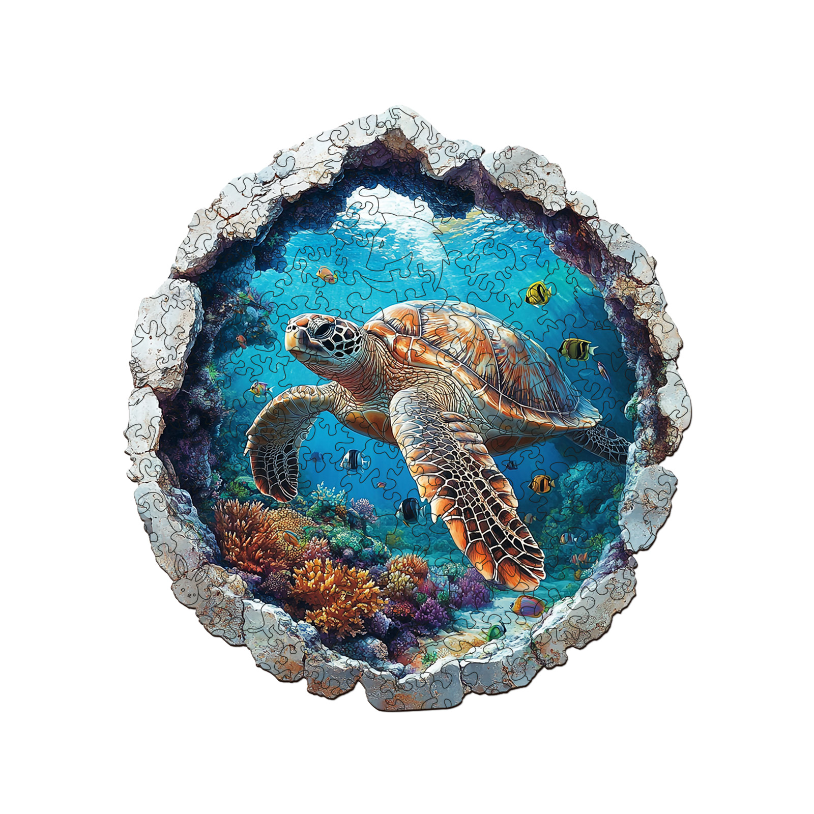Sea Turtle 3D Vision Wooden Jigsaw Puzzle for Adults Kids Unique Shaped ...