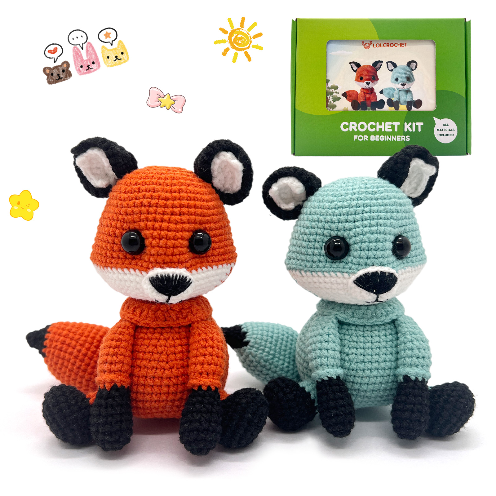 Clever Fox Crochet Kit for Beginners Animals Amigurumi Starter Set for ...